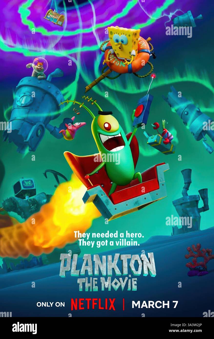 PLANKTON: THE MOVIE, US poster, Plankton (center, voice: Mr. Lawrence ...
