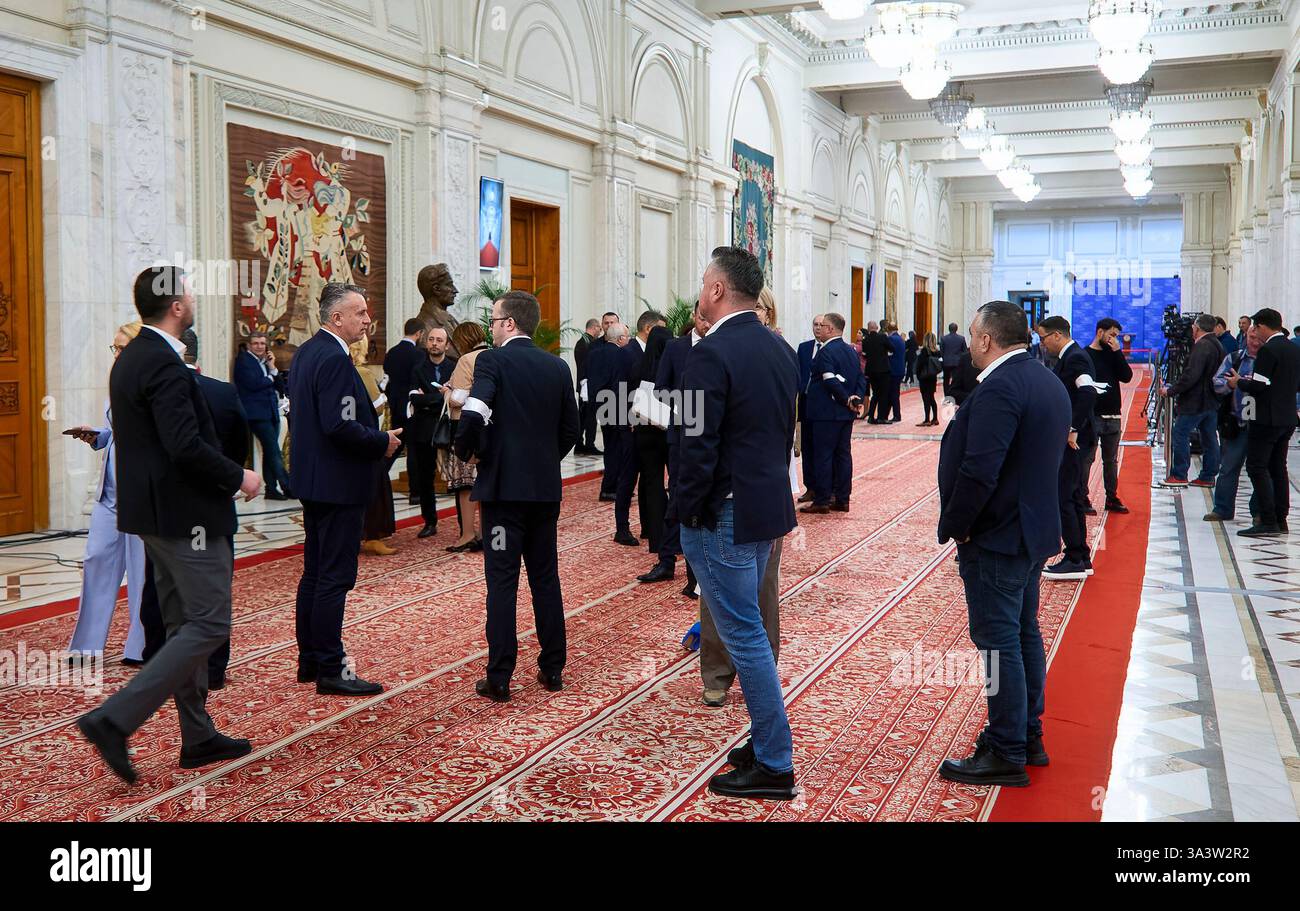 Bucharest, Romania. 17th Mar, 2025: MPs of the Alliance for the Union ...