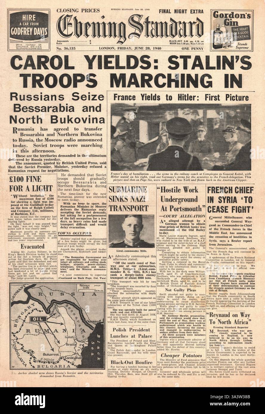 1940 evening standard russian forces invade romania hi-res stock ...