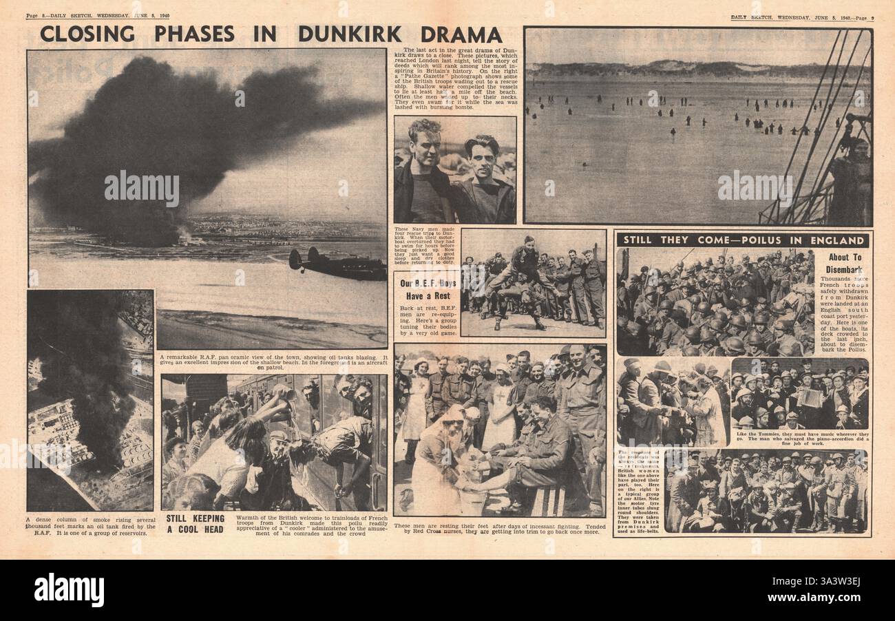 1940 daily sketch evacuation of dunkirk is complete hi-res stock ...