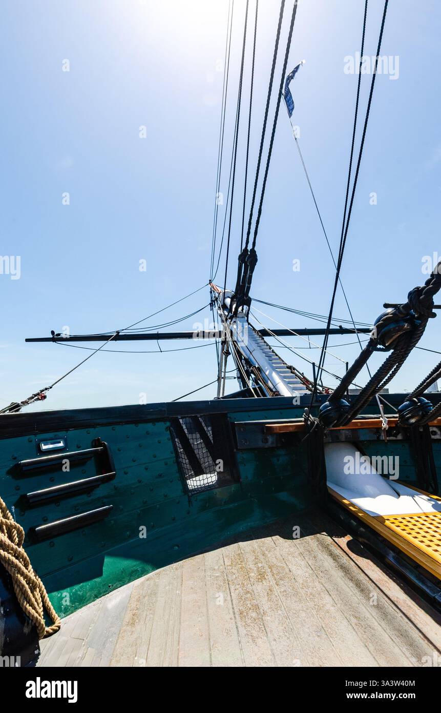 The bow of the USS Constitution while sitting in the Historic Boston ...
