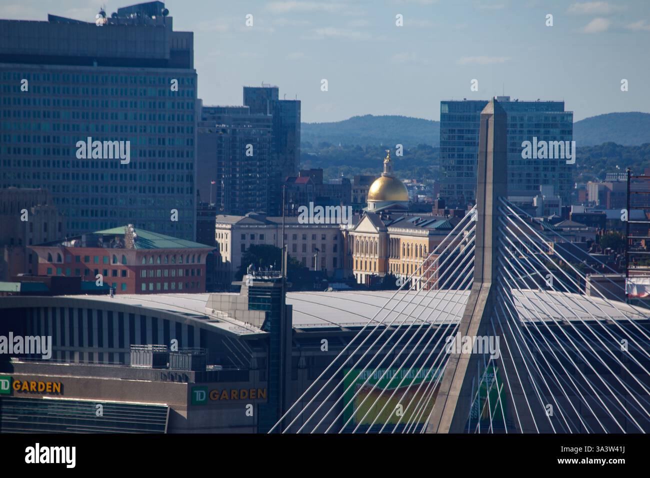 The Leonard P. Zakim Bunker Hill Memorial Bridge over Charles river ...