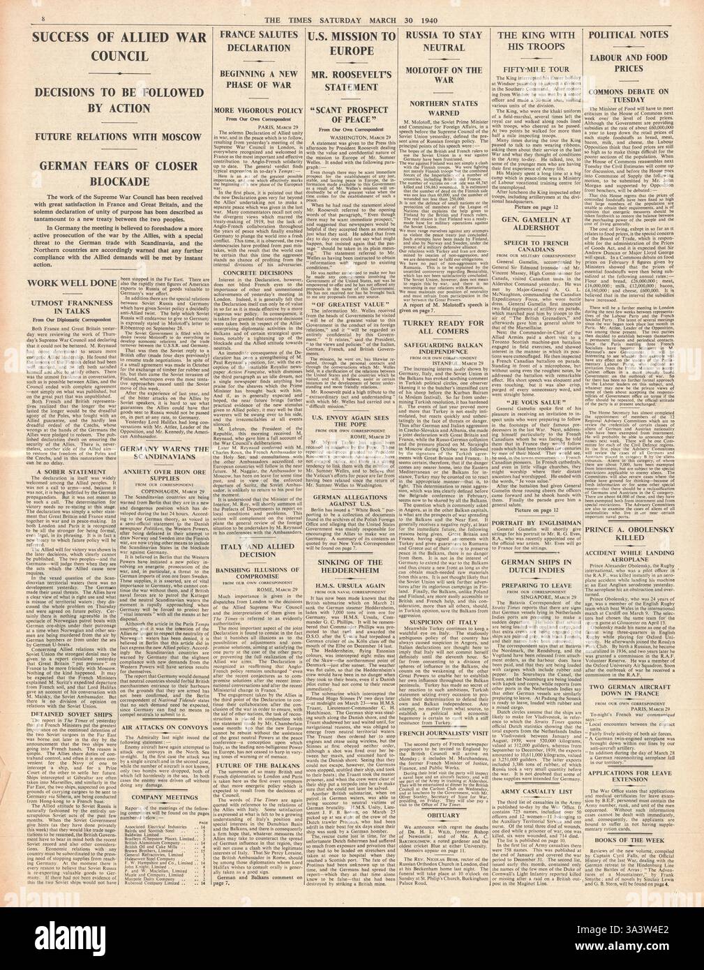 1940 the times success of allied war council hi-res stock photography ...