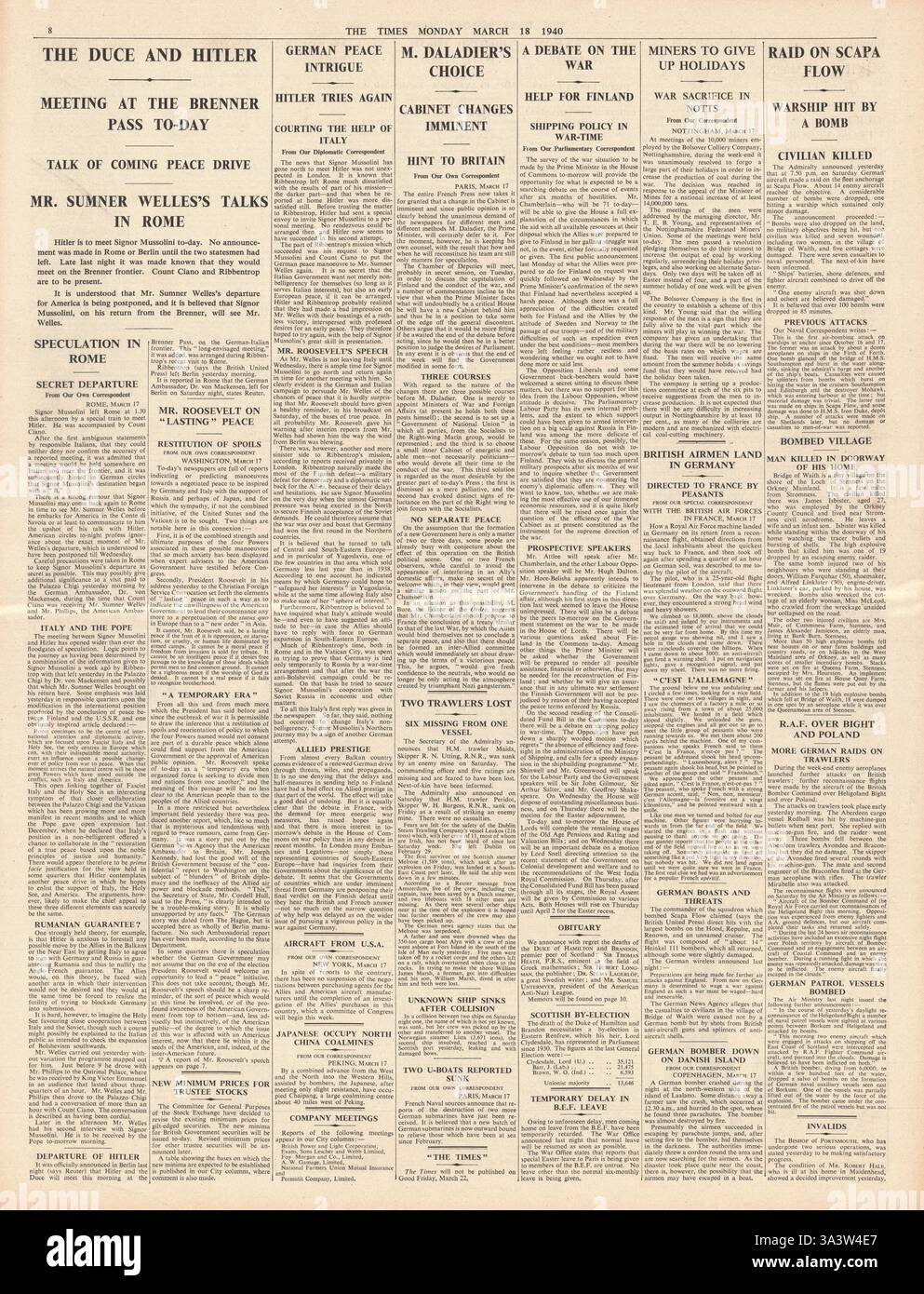 1940 the times meeting between adolf hitler and mussolini hi-res stock ...