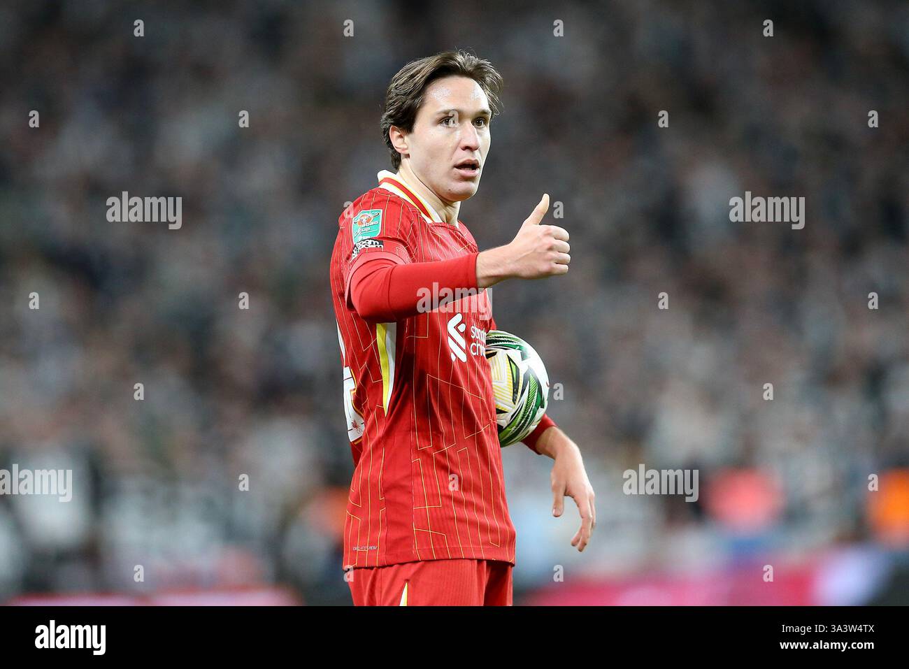 Federico Chiesa of Liverpool looks on. Carabao Cup final 2025 ...