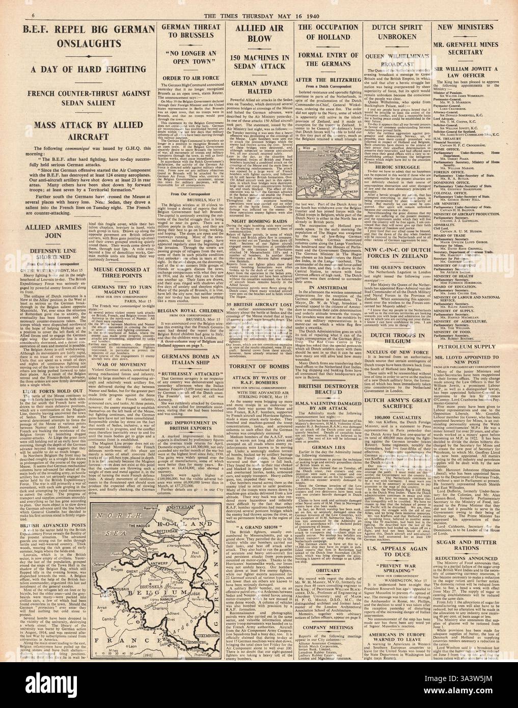 1940 the times british forces stem german advance hi-res stock ...