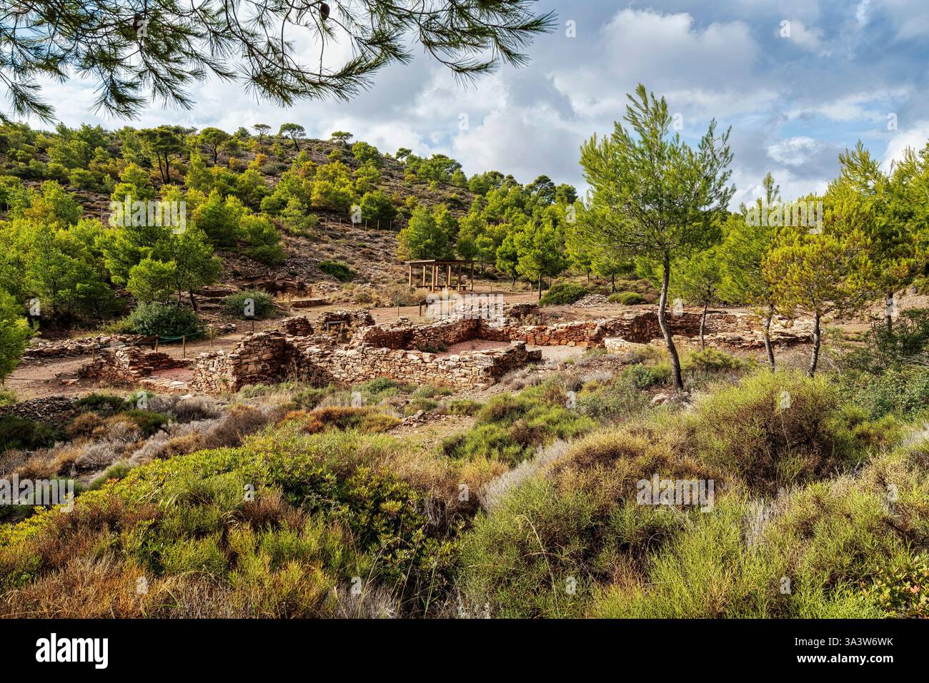 Ruins of an ancient silver mining site in Lavrion, Greece, featuring ...