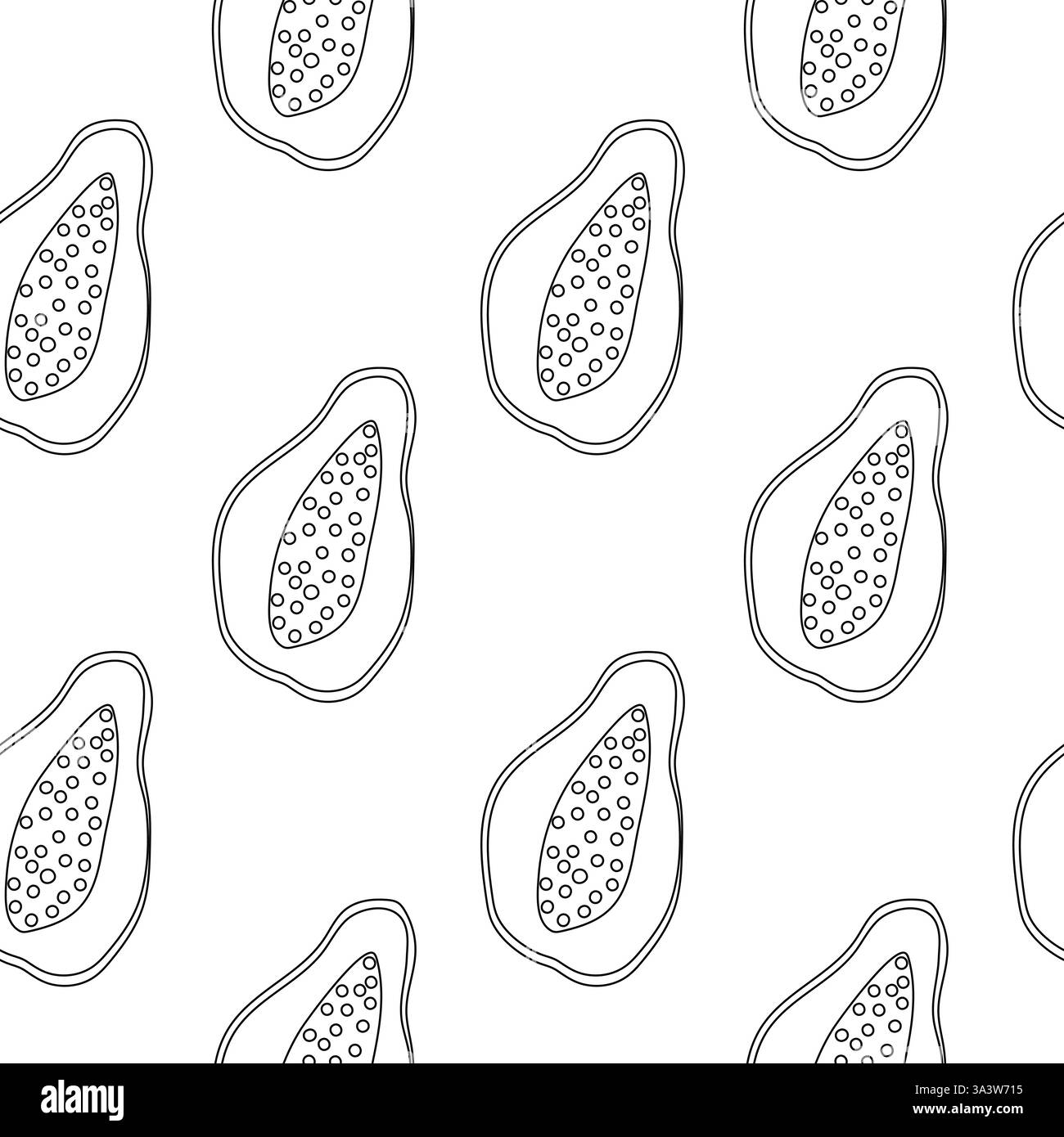 A detailed pattern of sliced papaya with dotted seeds in a repetitive ...