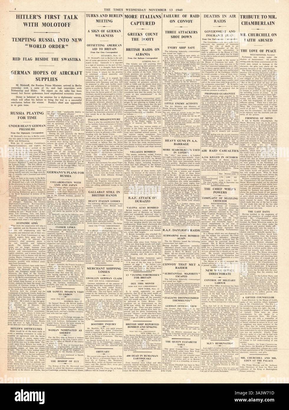 1940 the times hitler and molotov meet in berlin hi-res stock ...