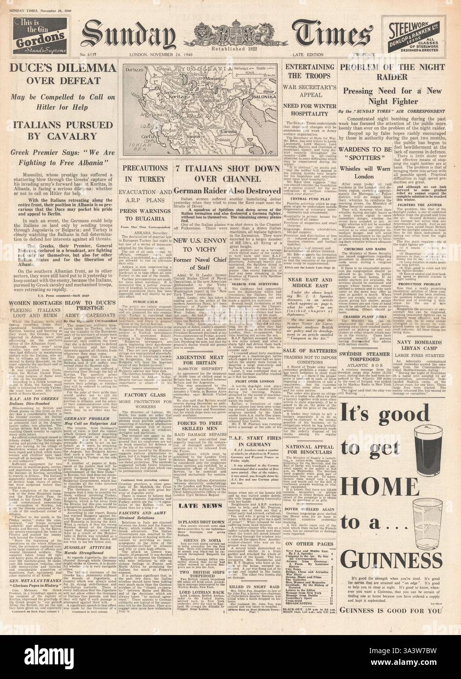 1940 sunday times italian army routed in albania hi-res stock ...