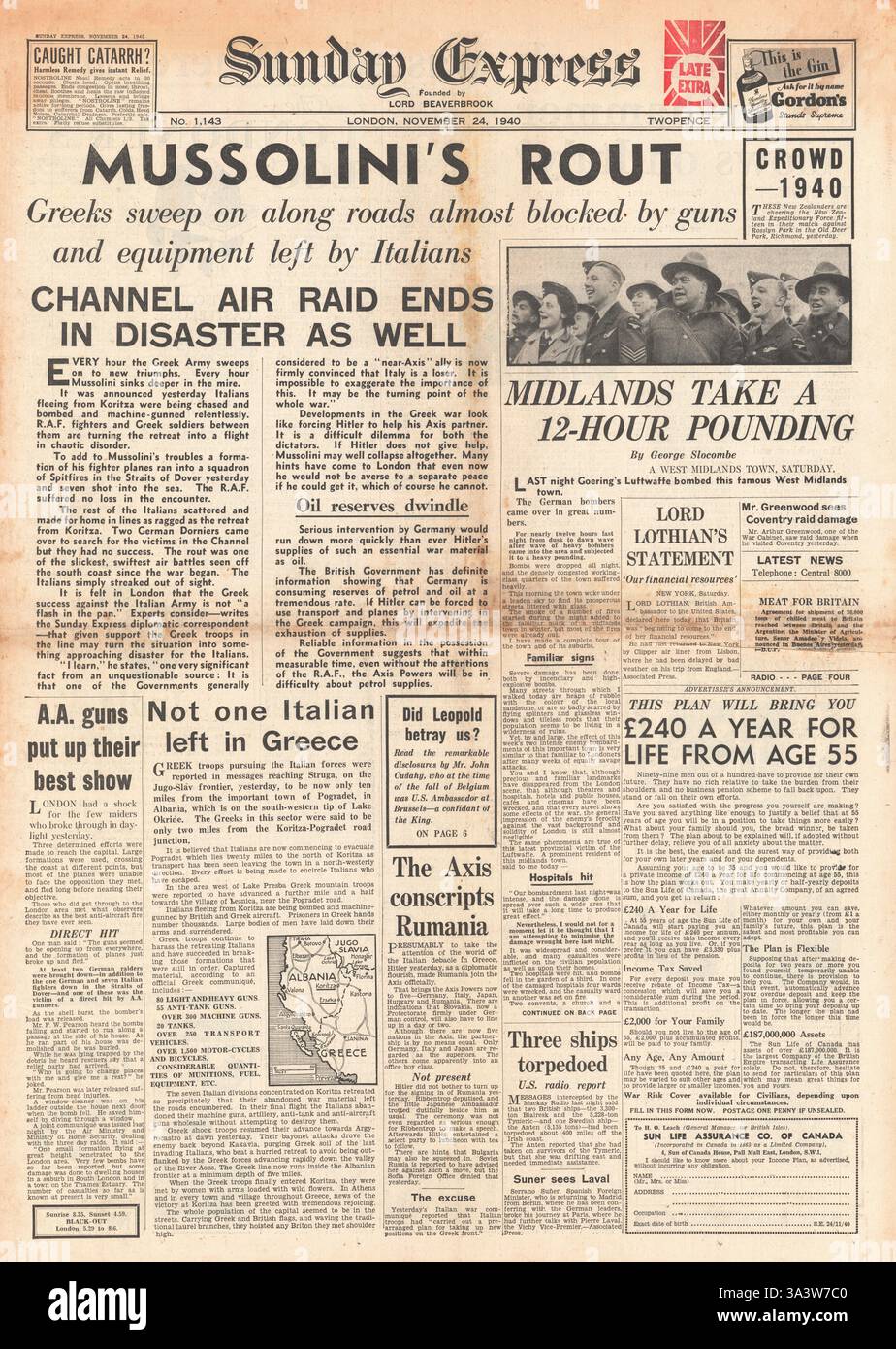 1940 sunday express italian army routed in albania hi-res stock ...