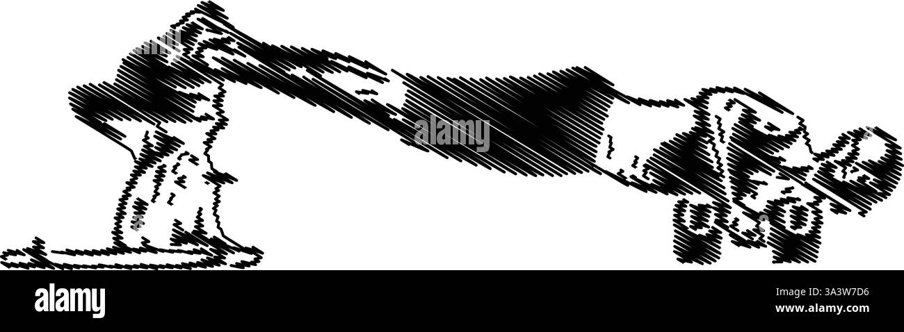 Dynamic sketch of a man executing an elevated dumbbell plank exercise ...