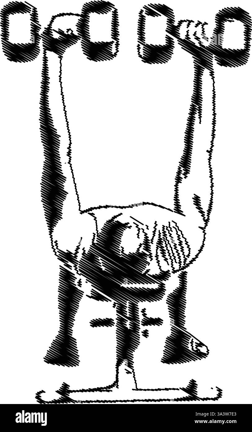 Dynamic sketch of a muscular man performing a dumbbell fly exercise on ...