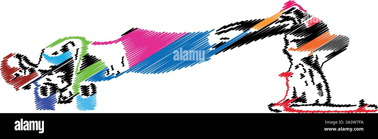 Dynamic sketch of a man executing an elevated dumbbell plank exercise ...