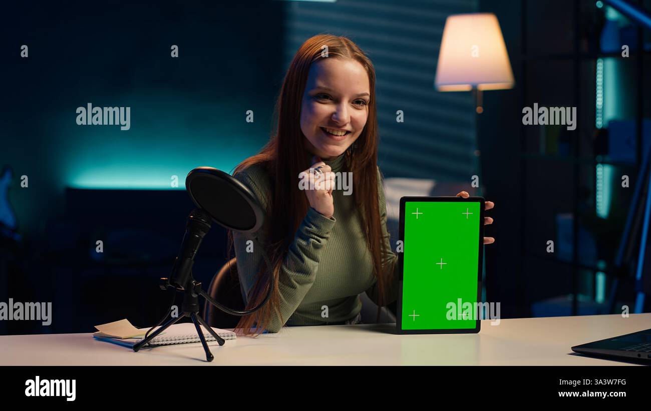 Tech guru excited to review newly released mockup tablet, comparing ...