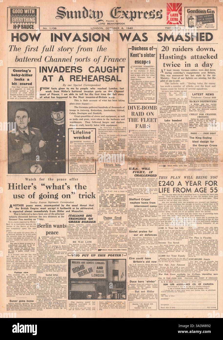 1940 sunday express how german invasion was smashed hi-res stock ...