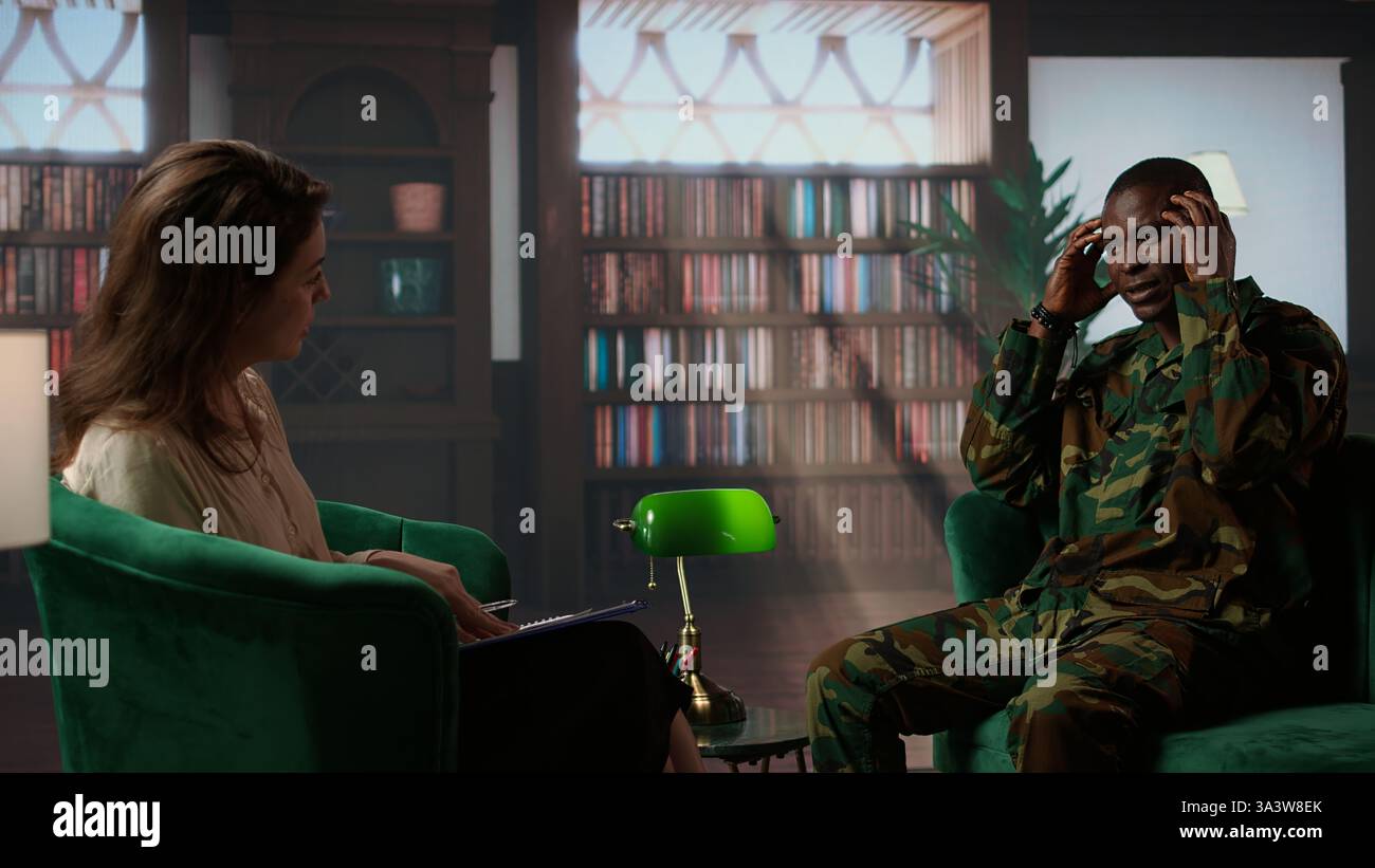 African american soldier remembering war flashbacks and dealing with a ...