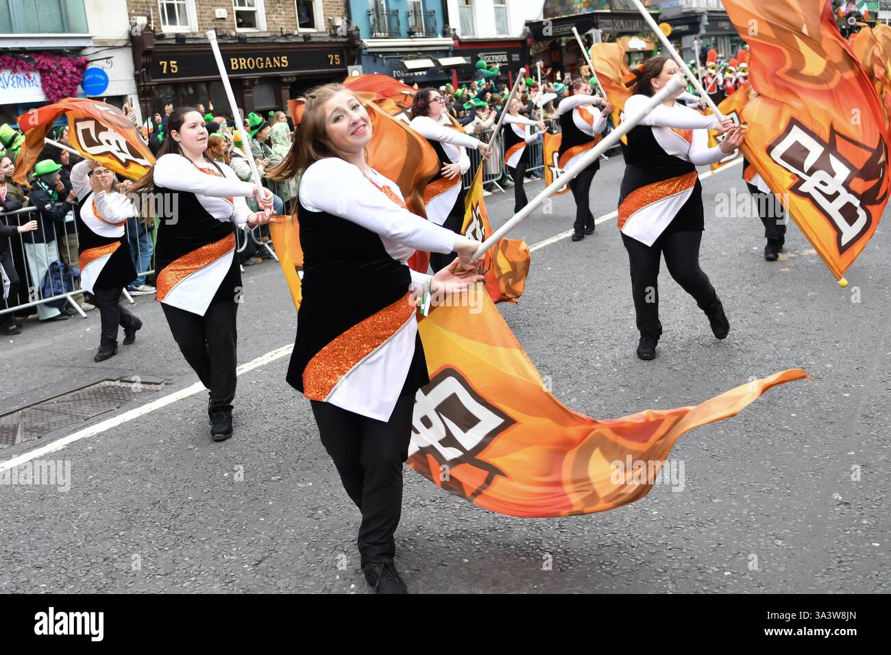 March 17, 2025, Dublin, Dublin, Ireland: Performers and spectators take ...