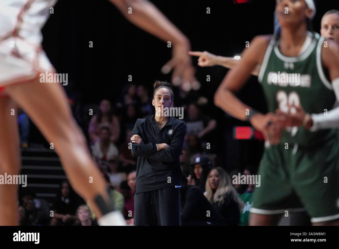 Rose head coach Nola Henry watches play during Rose's Unrivaled 3-on-3 ...