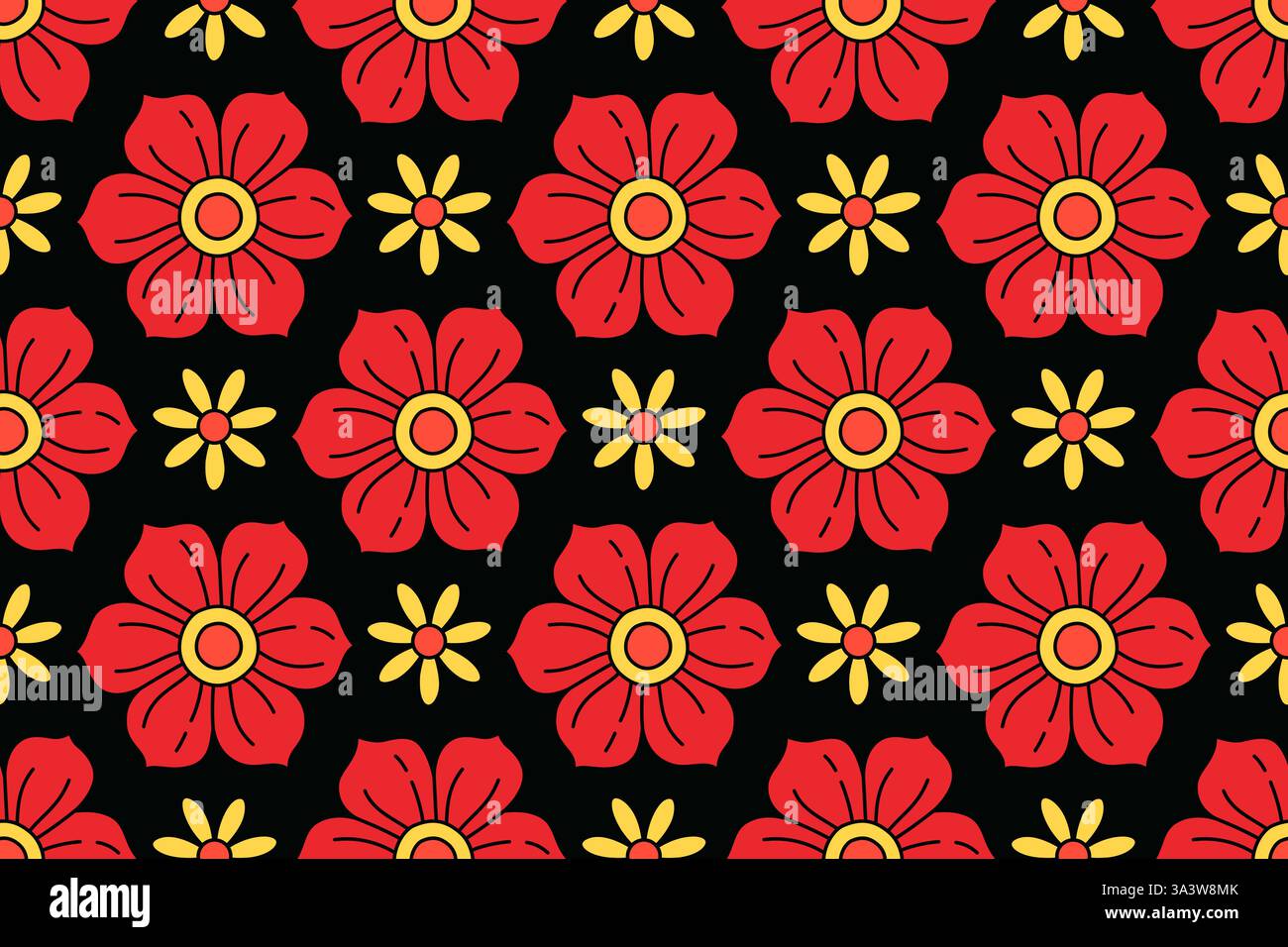 Vibrant seamless floral pattern with retro and playful design ...