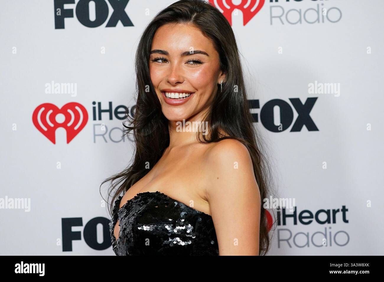 Madison Beer arrives at the iHeartRadio Music Awards, Monday, March 17, 2025, at the Dolby ...