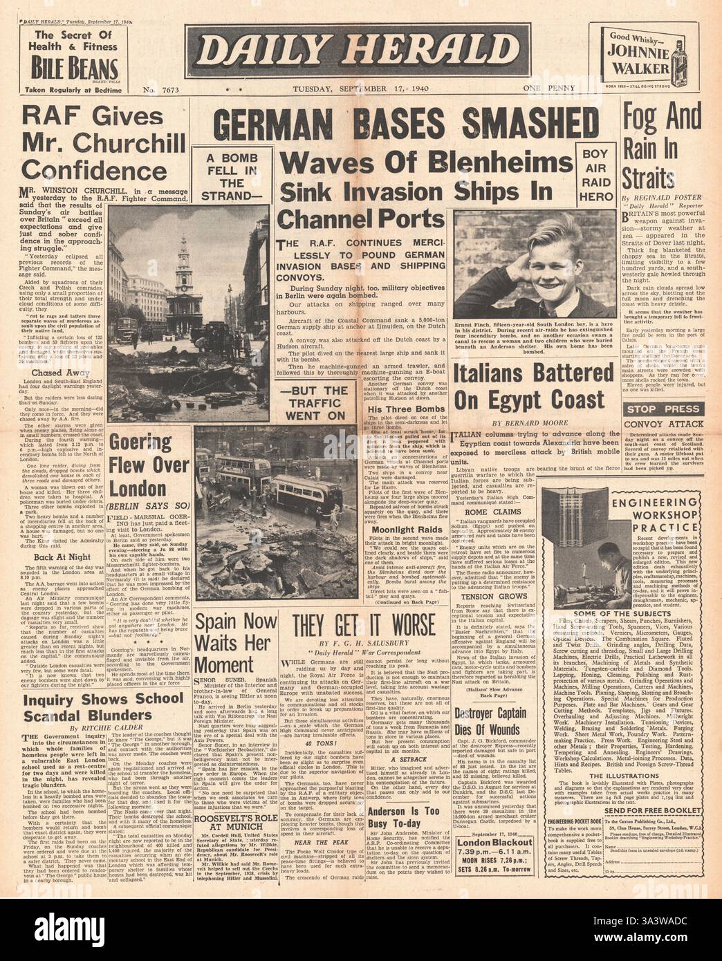 1940 daily herald raf bomb channel ports hi-res stock photography and ...