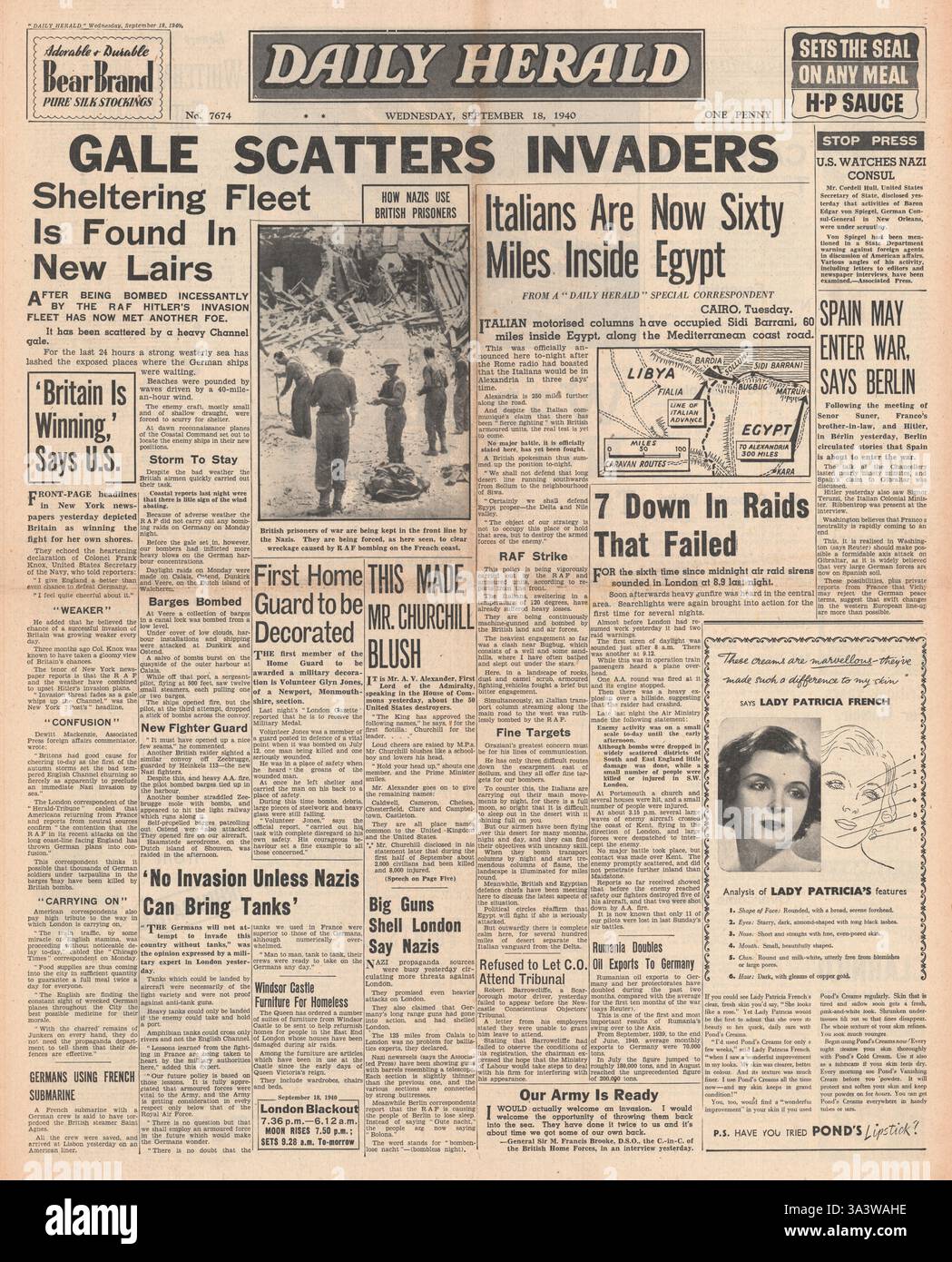 1940 daily herald german shipping hampered by raf and gales hi-res ...