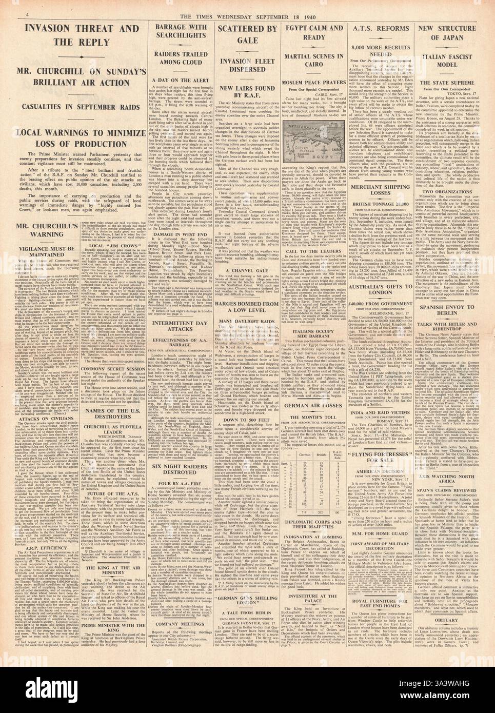 1940 page 4 The Times German shipping hampered by RAF and Gales in ...