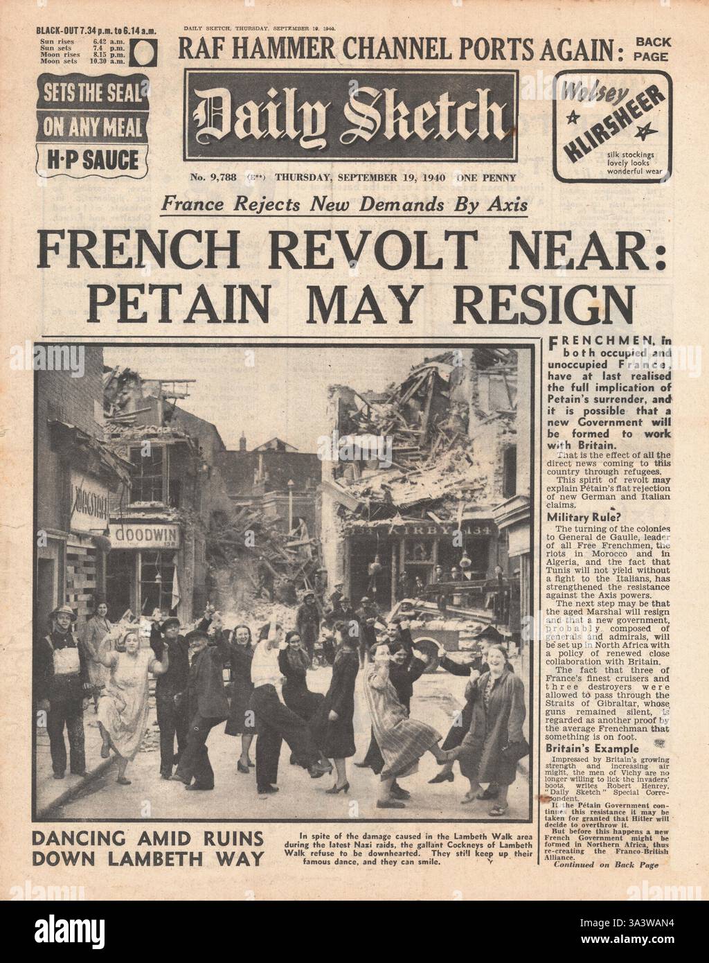 1940 daily sketch french revolt against petain government hi-res stock ...