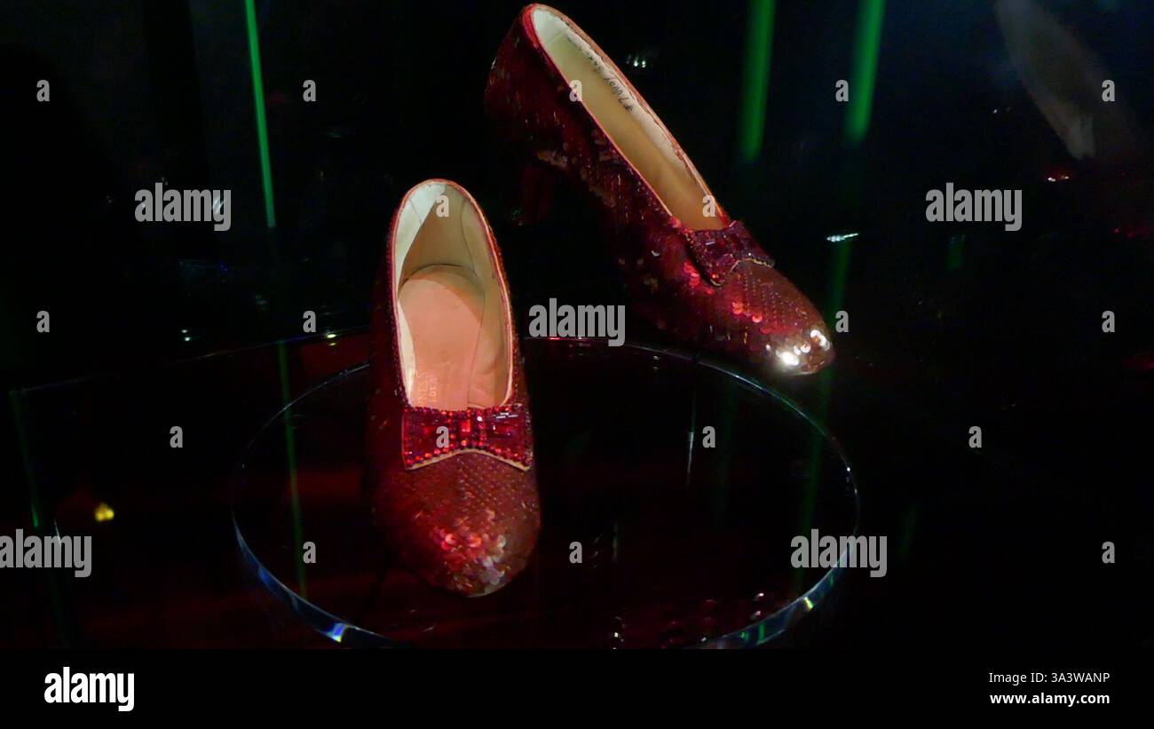 Los Angeles, California, USA 16th March 2025 The Wizard of Oz Dorothy Ruby Red Slippers worn by ...