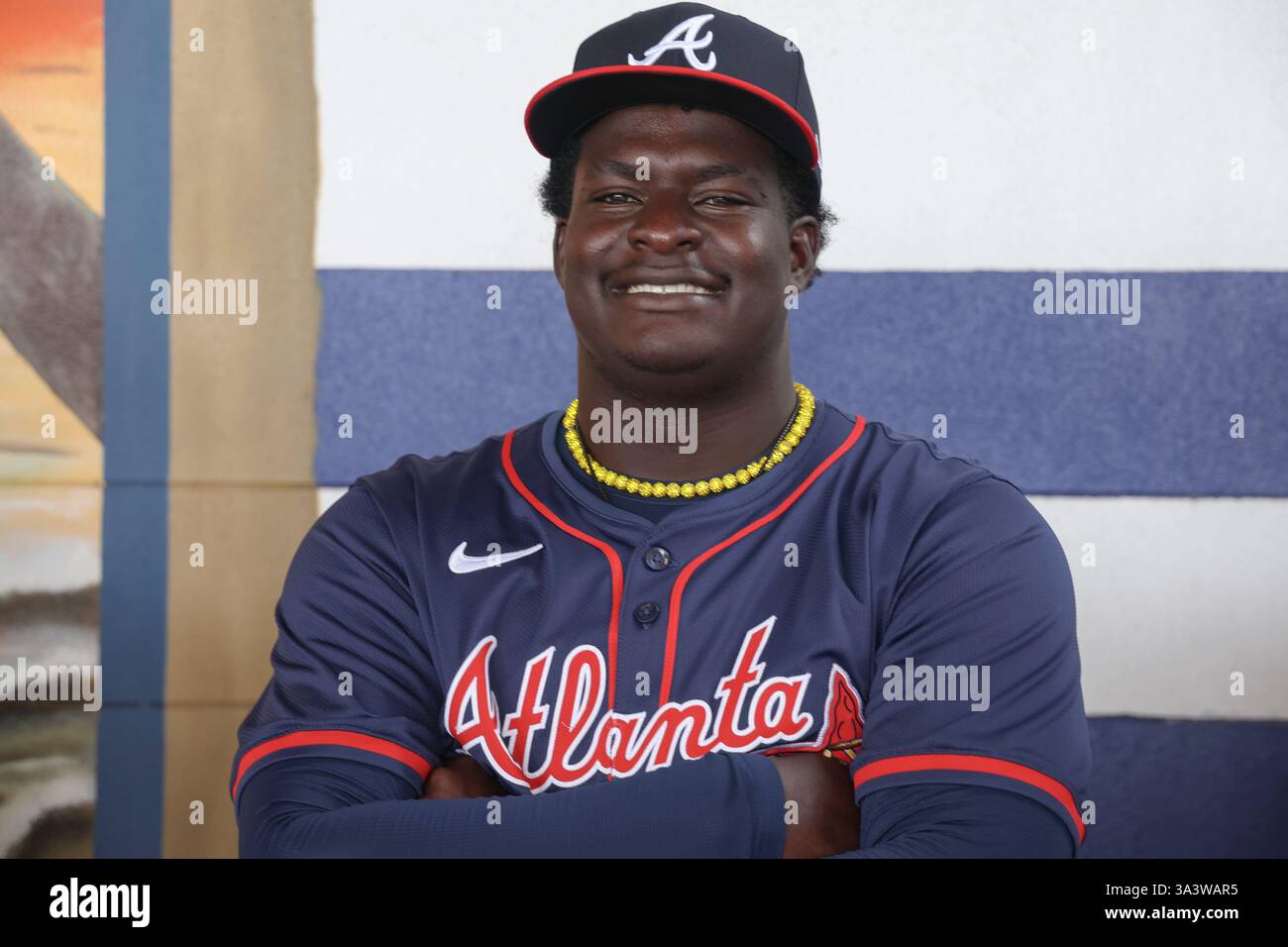North Port FL USA; Atlanta Braves pitcher Elison Joseph (68) waits at ...