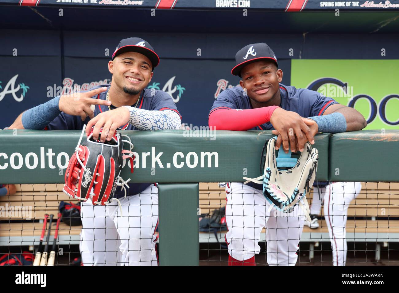 North Port FL USA; Atlanta Braves outfielder Carlos Rodriguez (26) and ...