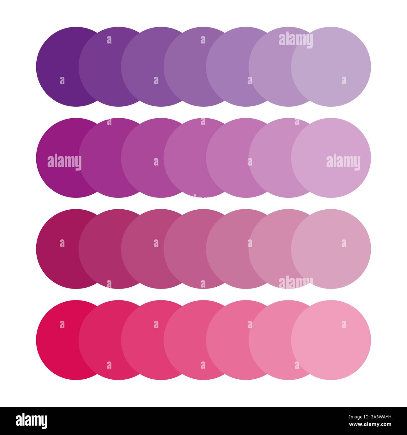 Gradient color palette. Pink purple tones. Circle swatches set. Vector ...