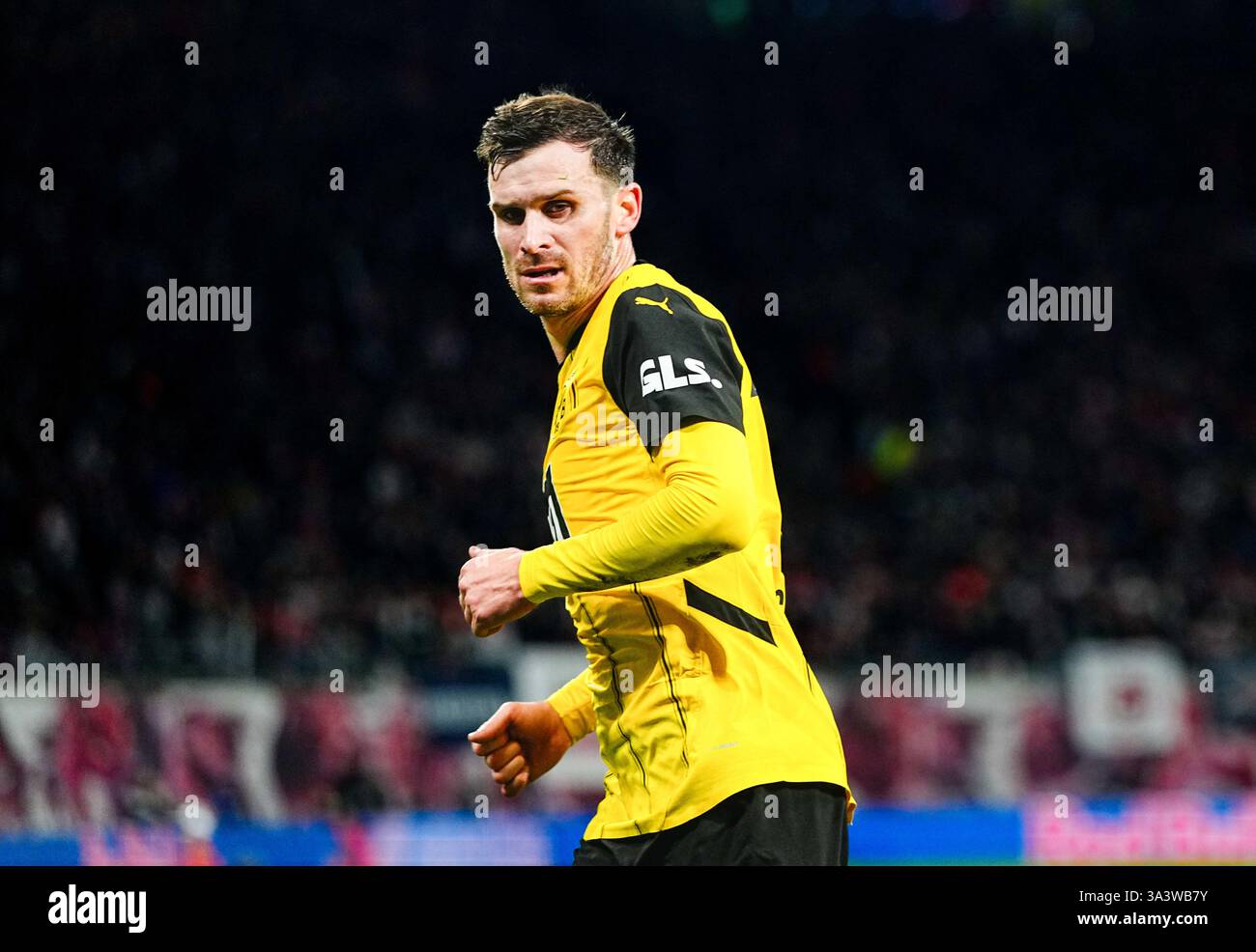 Red Bull Arena, Leipzig, Germany. 15th Mar, 2025. Pascal GroÃŸ of Borussia Dortmund looks on ...