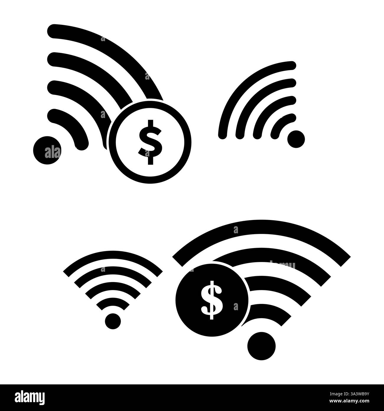 Wi Fi money icon. Wireless finance signal. Internet banking symbol ...