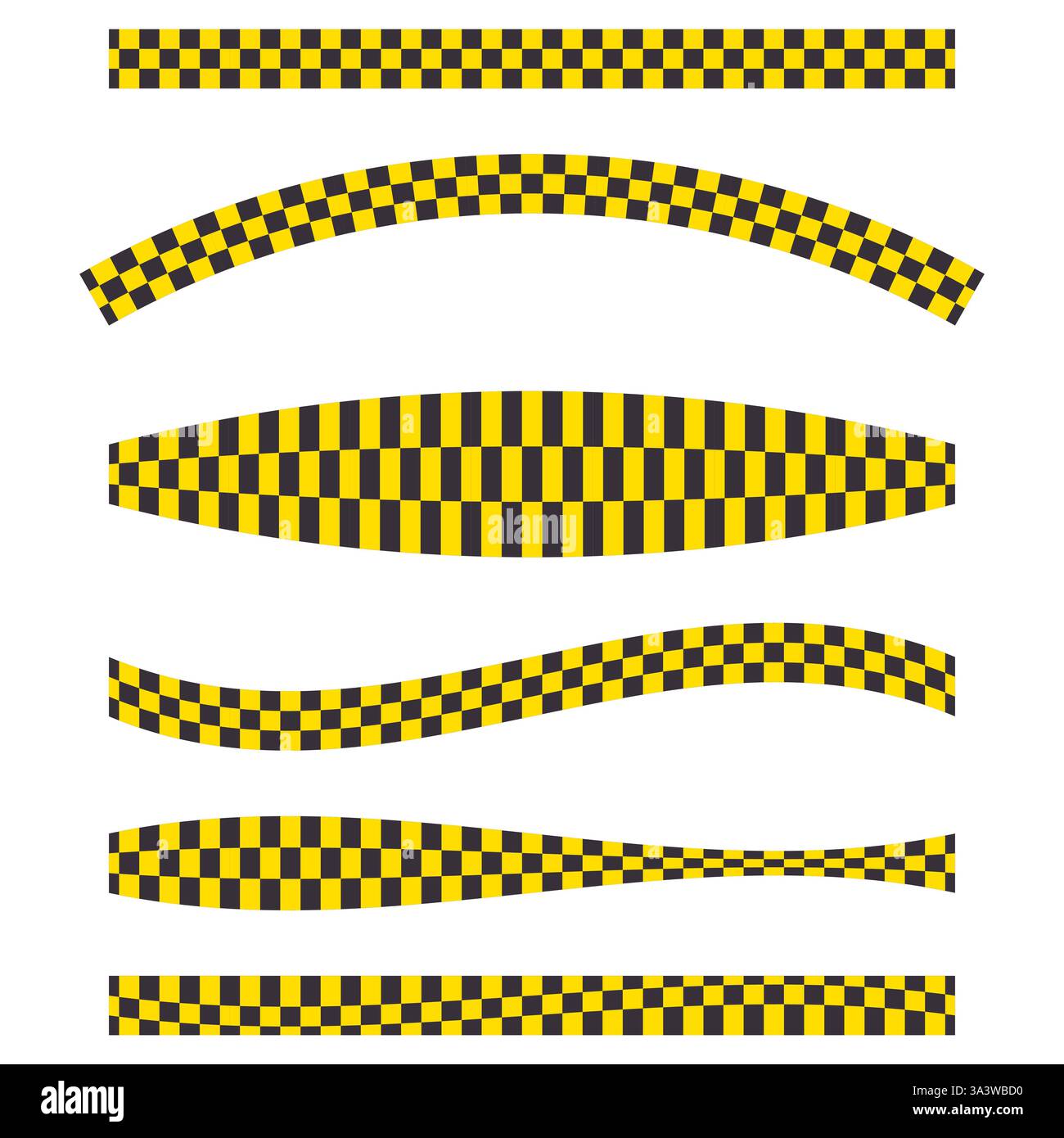 Checkered banner set. Yellow black stripes. Taxi style curves. Vector ...