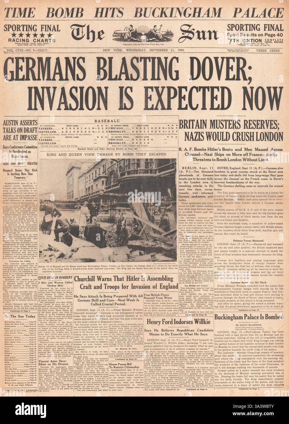 1940 the sun new york buckingham palace bombed hi-res stock photography ...