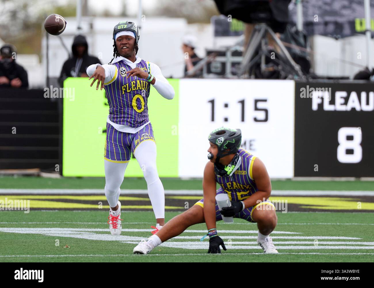 Fleaux quarterback Malachi Zeigler (0) throws a pass against SFE in an ...