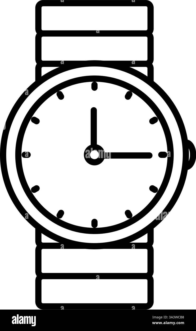 Men's Analog Watches, Simple black and white line drawing icon of ...