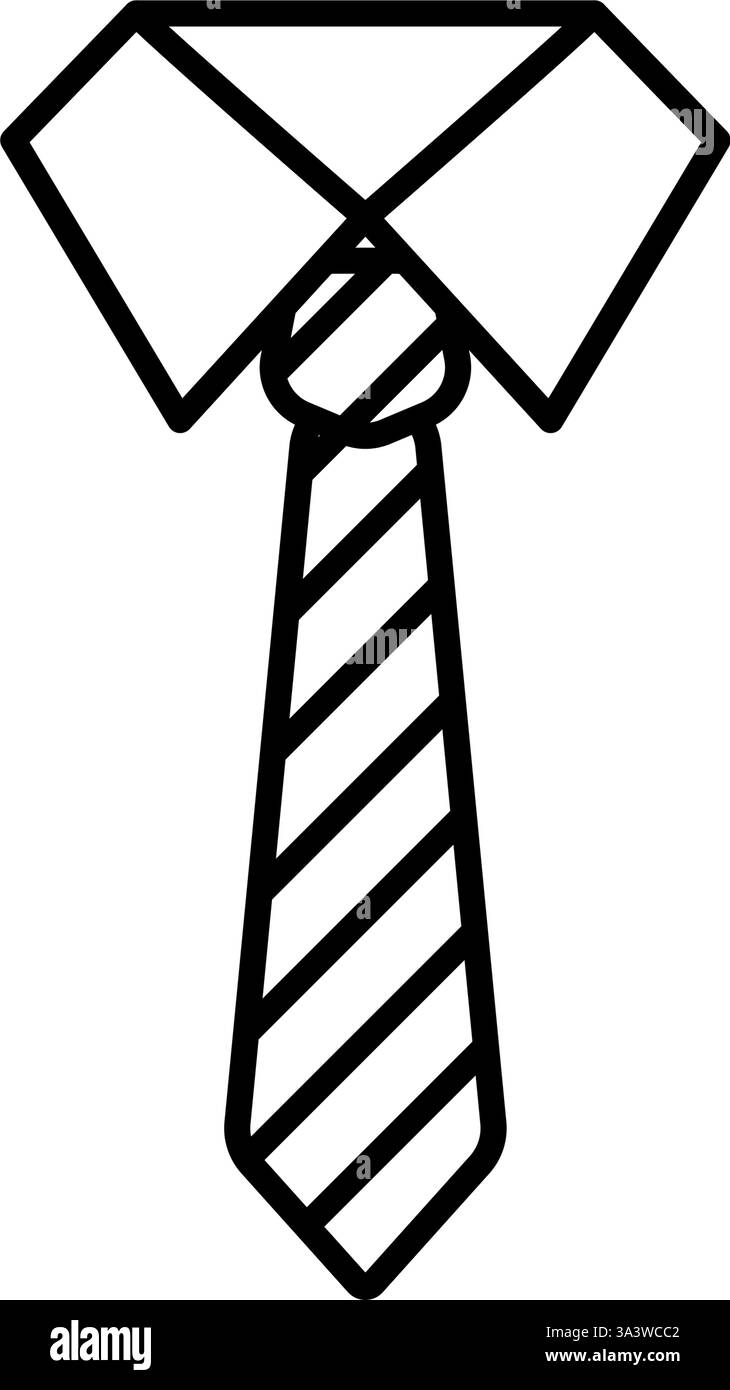 Collar with tie, Simple black and white line drawing icon of clothing ...