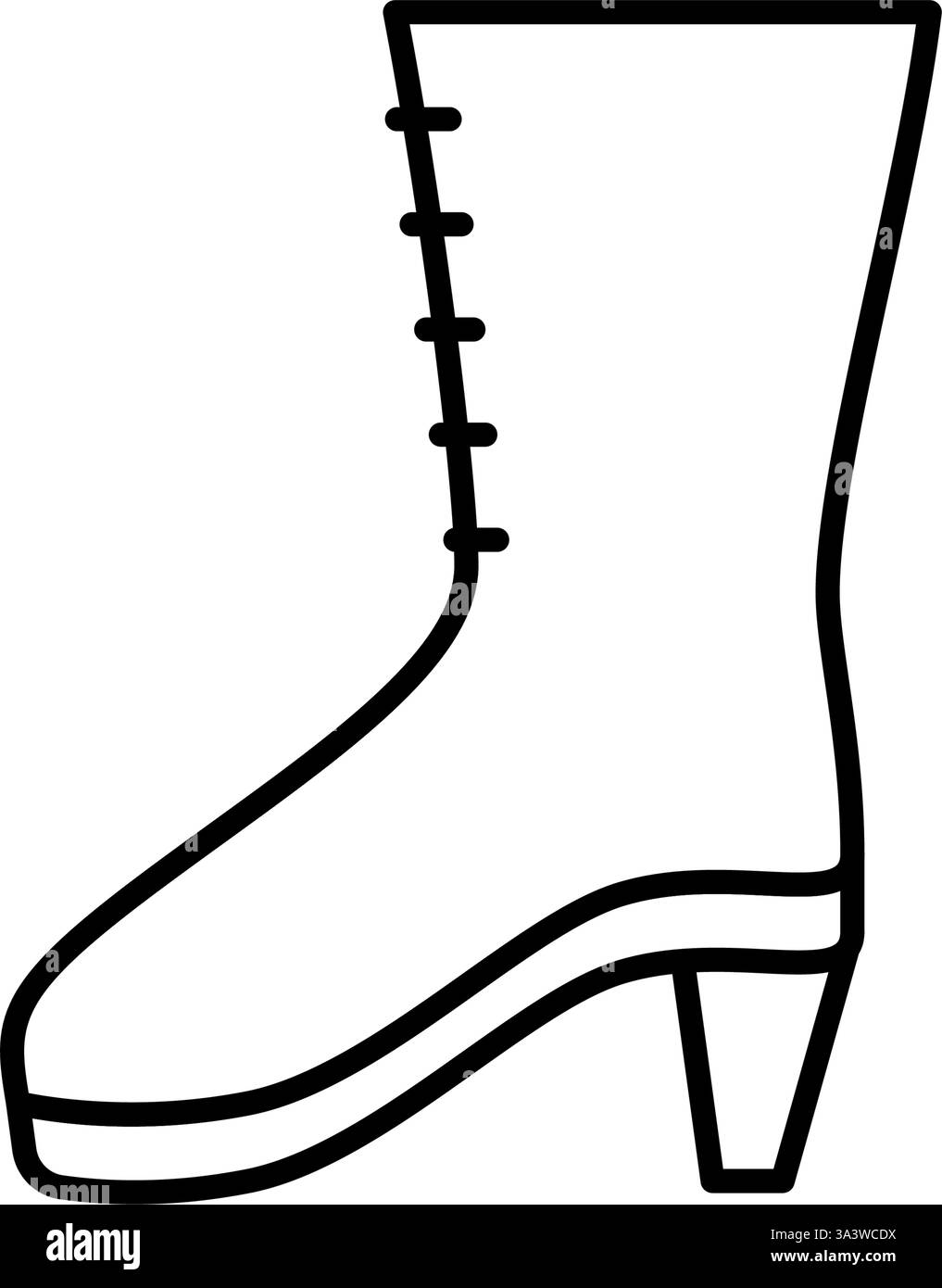 Long boots, Simple black and white line drawing icon of clothing ...
