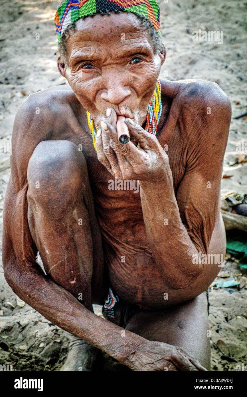 San People (Bushmen) in Kalijari Desert, Namibia, Africa Stock Photo ...
