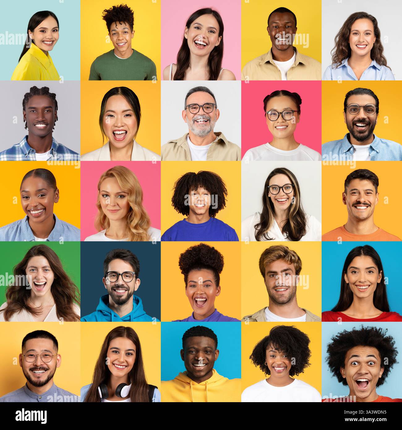 Diverse group of people smiling and celebrating positive moments ...