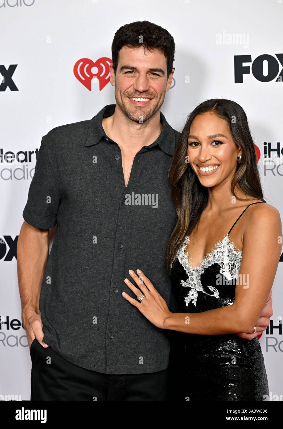 Joe Amabile and Serena Pitt arriving to the 2025 iHeartRadio Music ...