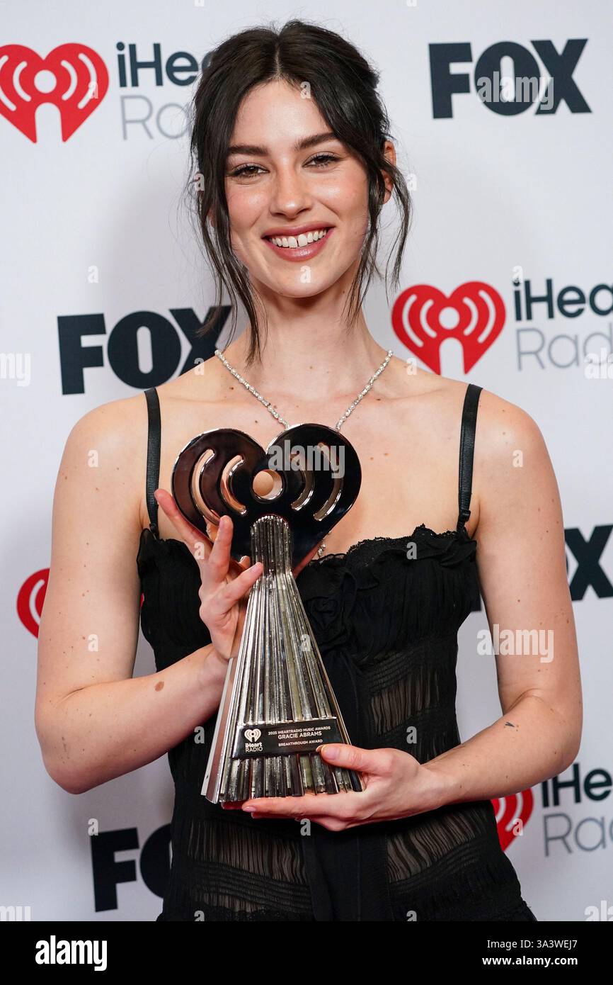Gracie Abrams, winner of the award for breakthrough artist of the year ...