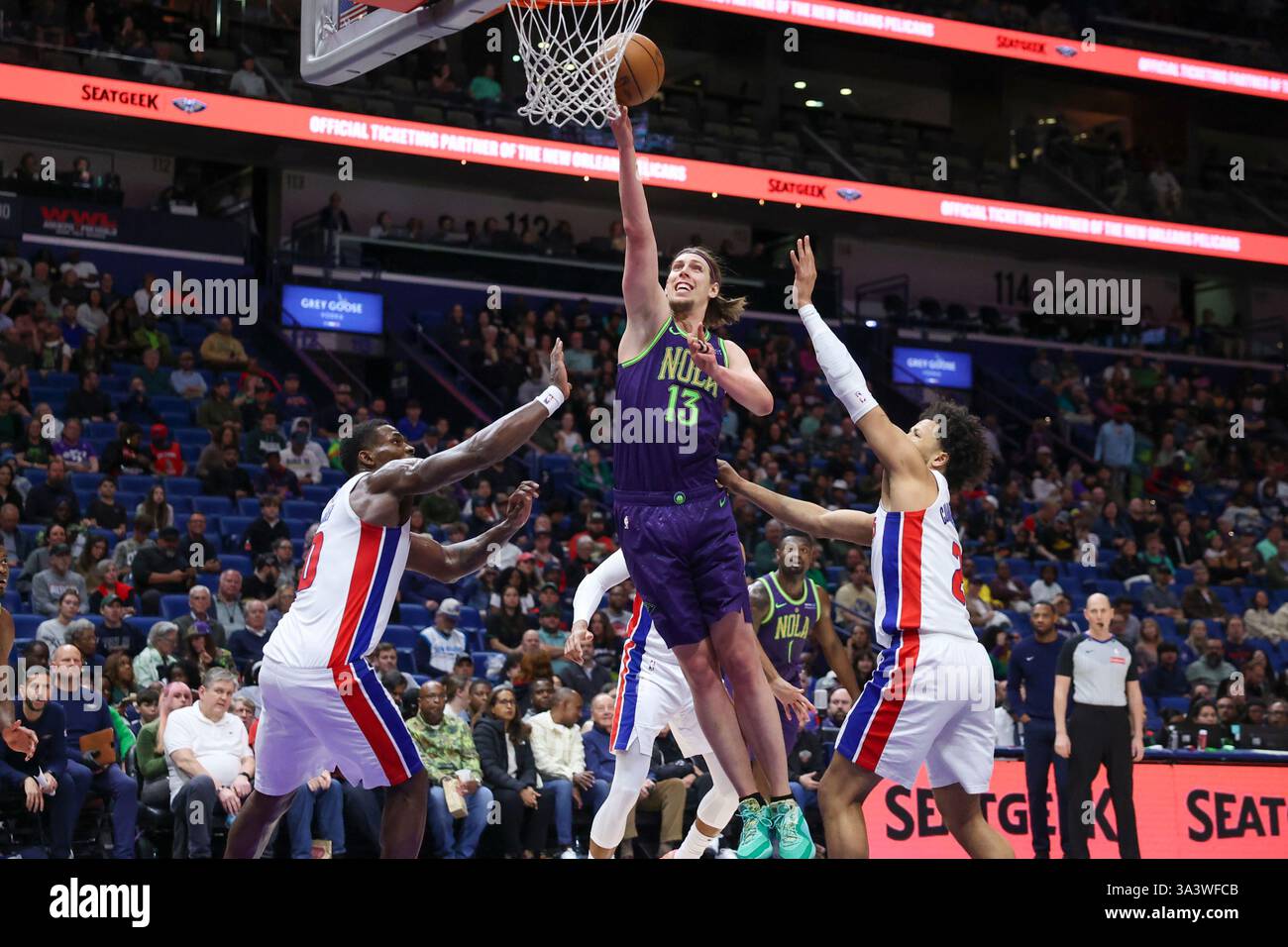 New Orleans Pelicans forward Kelly Olynyk (13) shoots a layup between ...