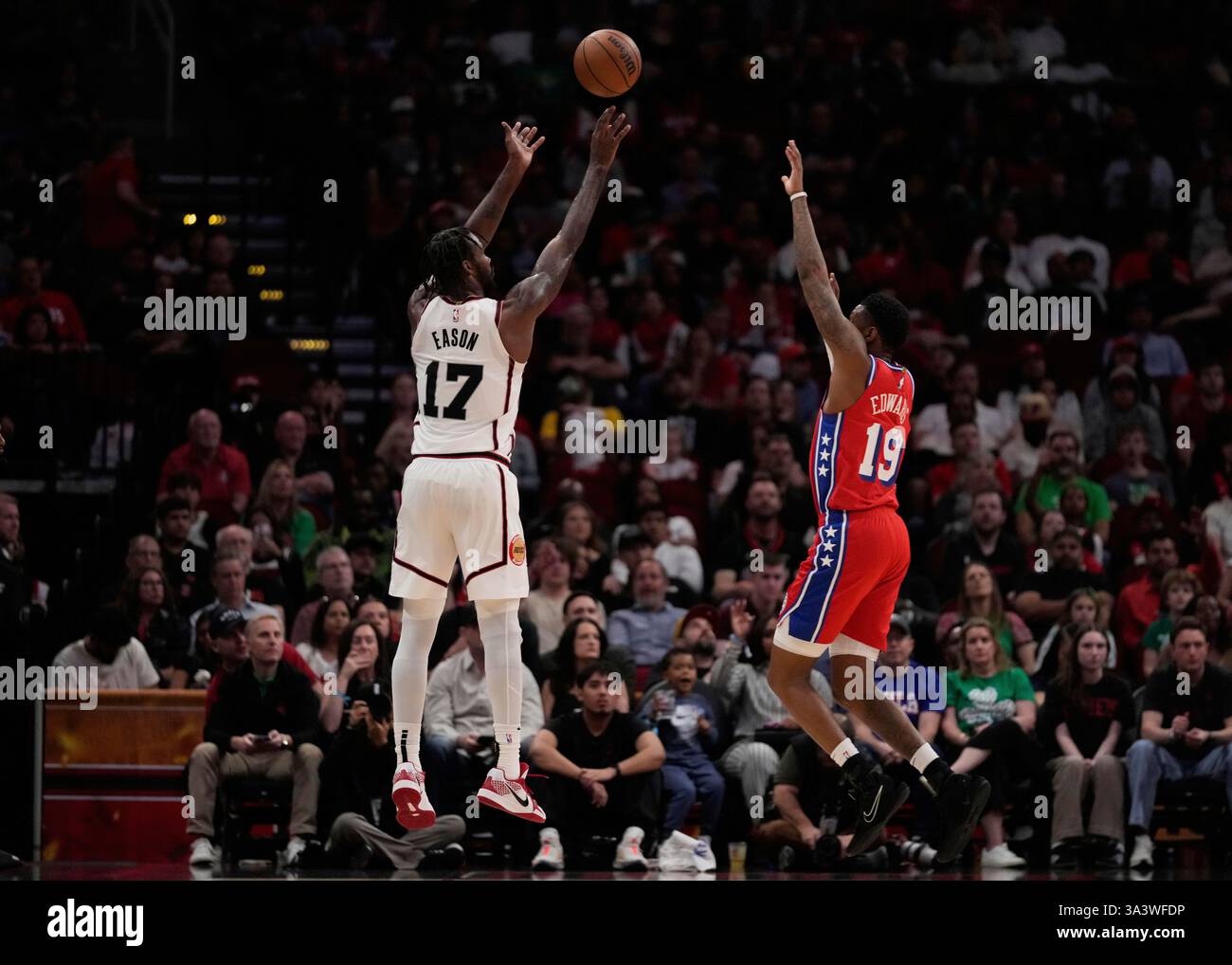 Houston Rockets forward Tari Eason (17) shoots against Philadelphia ...
