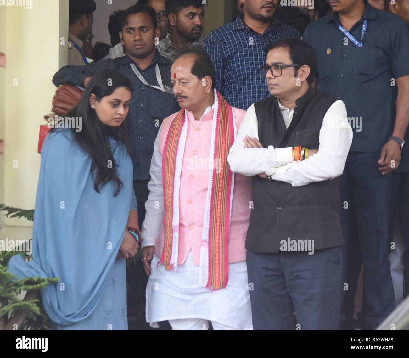 Patna, India. 17th Mar, 2025. PATNA, INDIA - MARCH 17: Bihar Deputy CM Vijay Kumar Sinha along ...