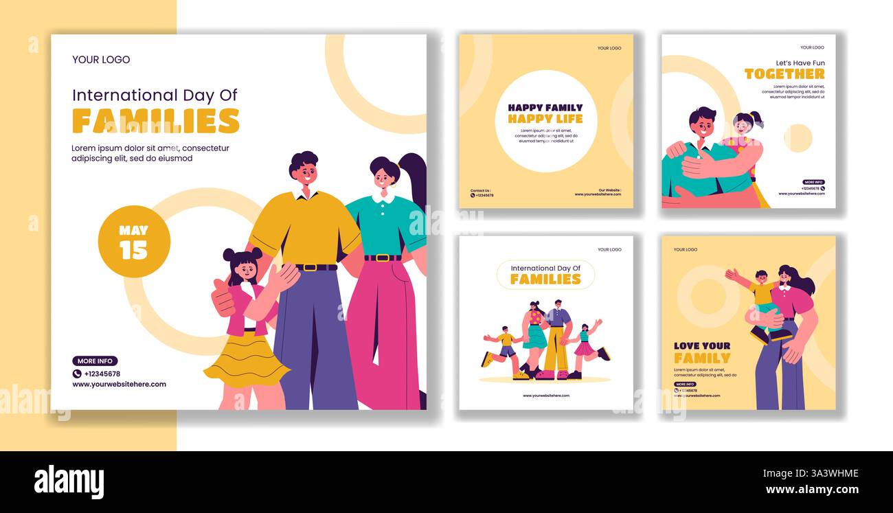 Flat Cartoon Hand Drawn Template for International Day of Families ...