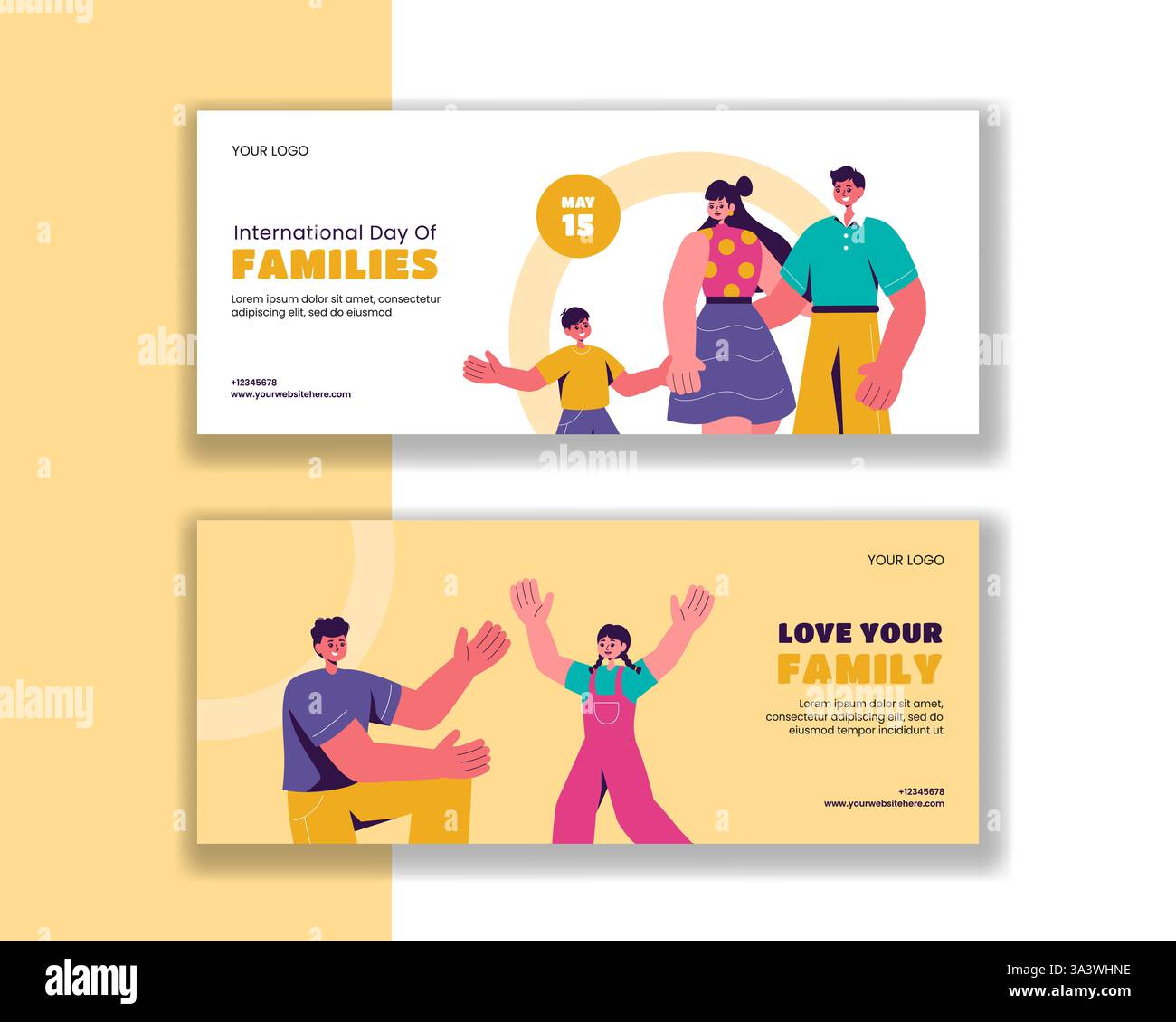 International Day of Families Flat Cartoon Template for Social Media ...